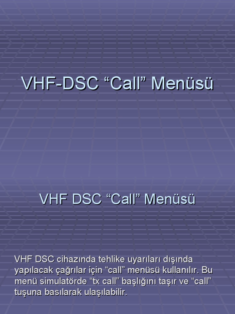 VHF DSC Call Menüsü | PDF