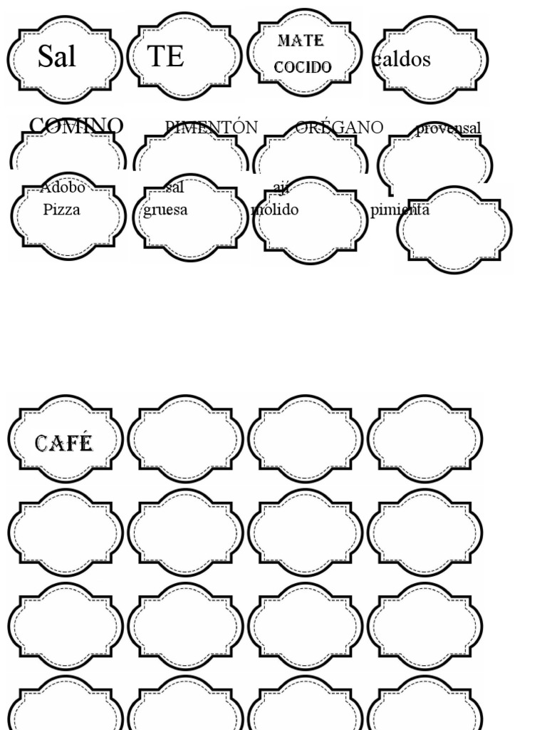 Etiquetas Condimentos | PDF