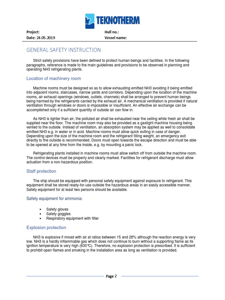 2. GENERAL SAFETY INSTRUCTION - AMMONIA | PDF | Ammonia | Refrigeration