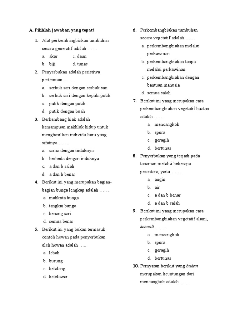 Soal Mid Ipa Kelas 6 | PDF
