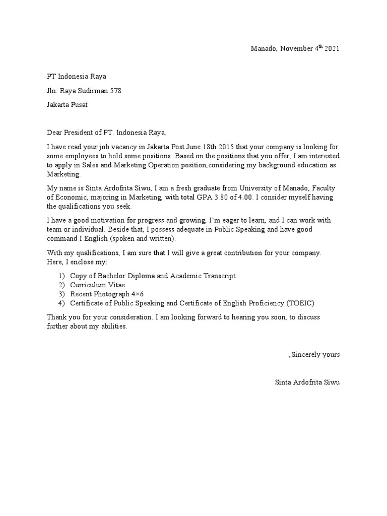 Job Application Letters | PDF