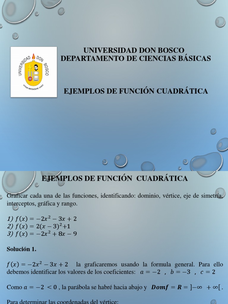 2 Ejemplos Función Cuadrática | PDF | Ecuaciones | Geometría