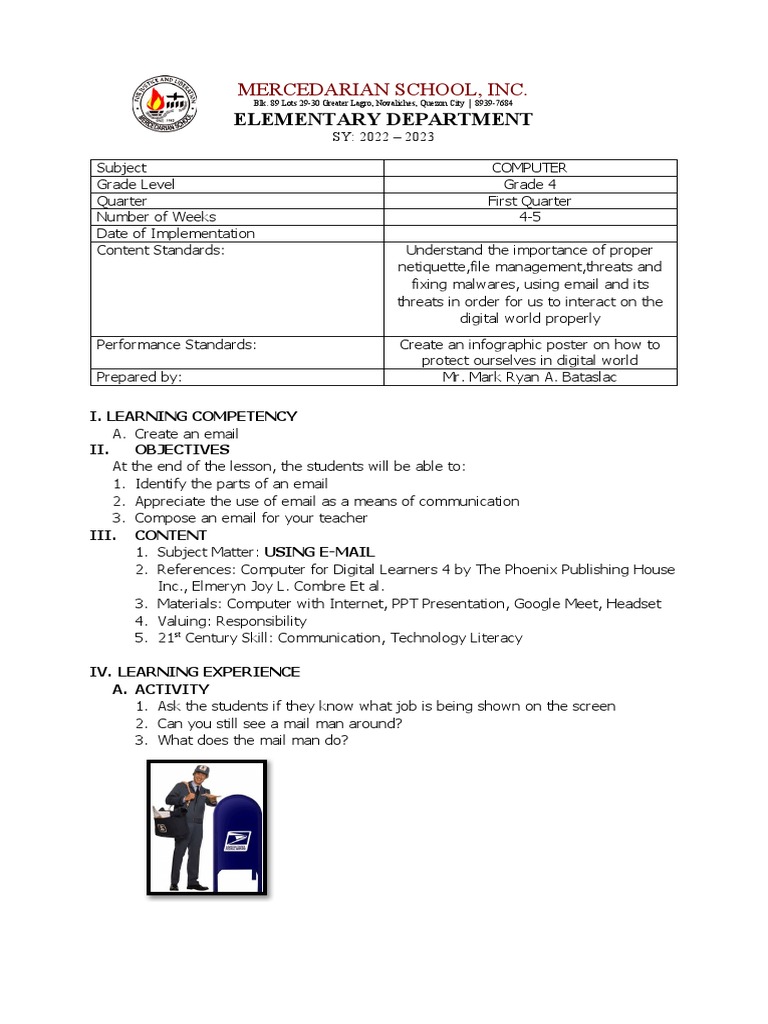 G4 L4 FQ Lessonplan | PDF | Learning | Computer File