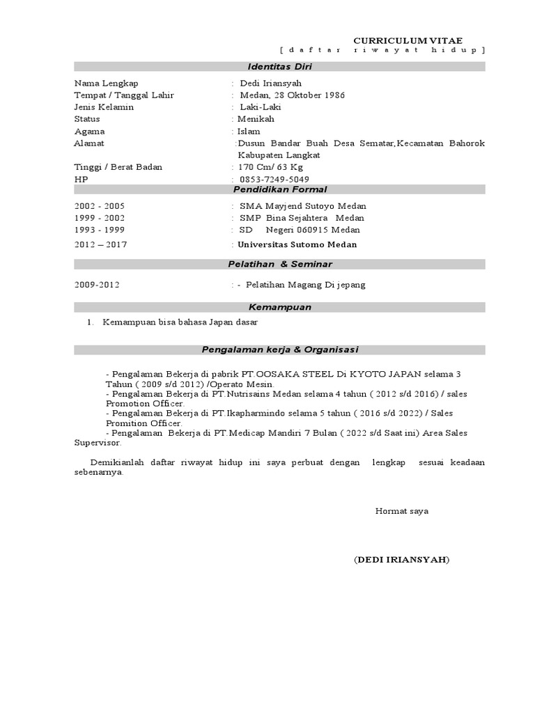 CV DEDI Rekom Pak D | PDF