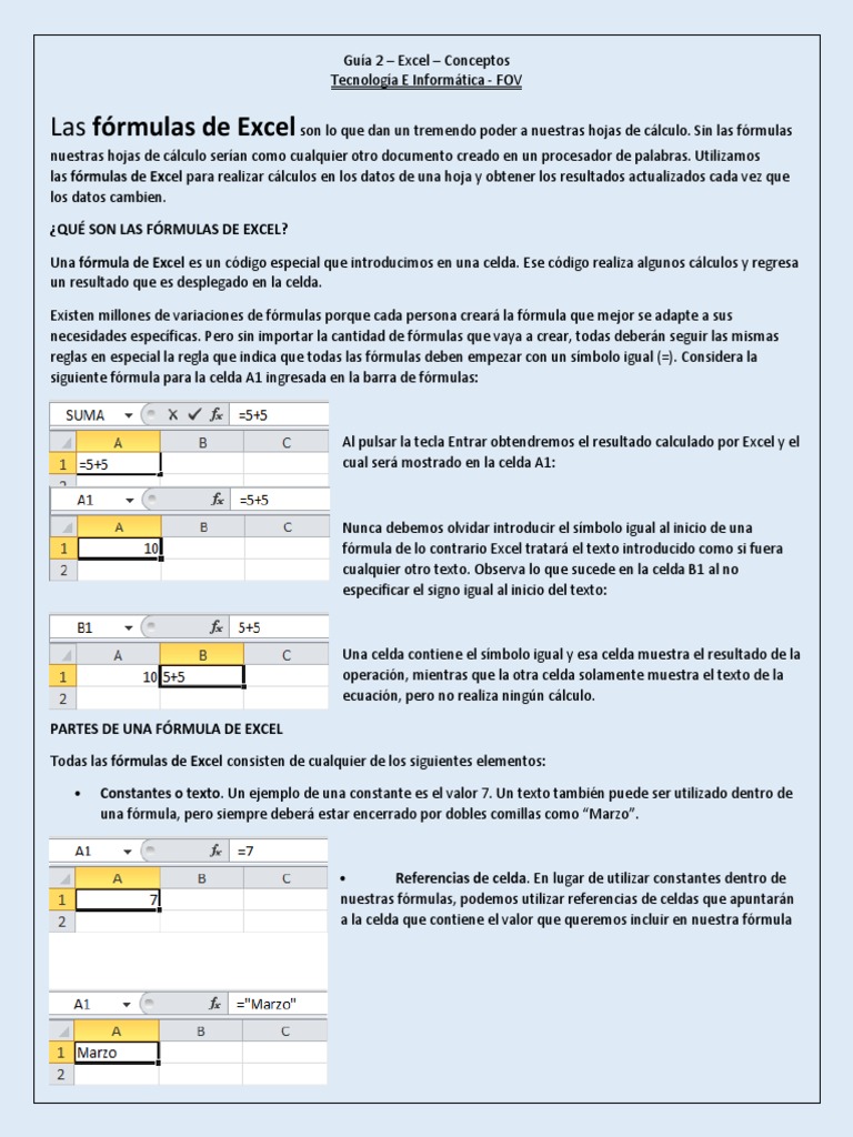 Fórmulas y Funciones de Excel | PDF | Fórmula | Hoja de cálculo