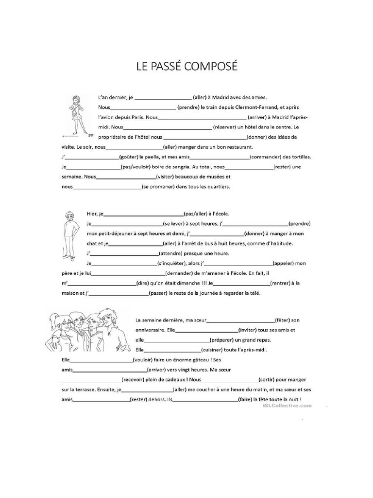 Texte À Trous Passé Composé A2 | PDF