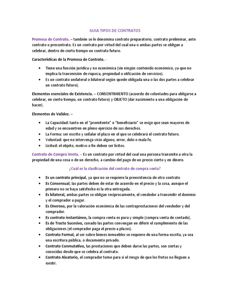 Guia Tipos de Contratos Guia Iris | PDF | Derecho y economía | Derecho ...