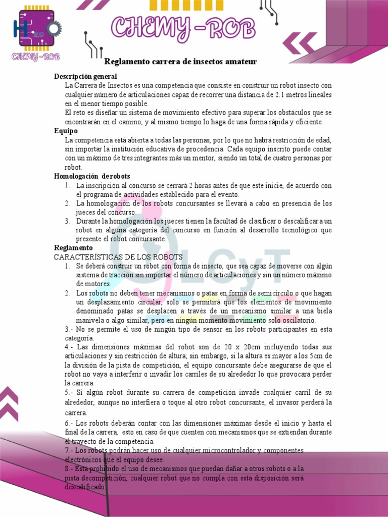 Reglamento Carrera de Insectos | PDF | Robot | Robótica
