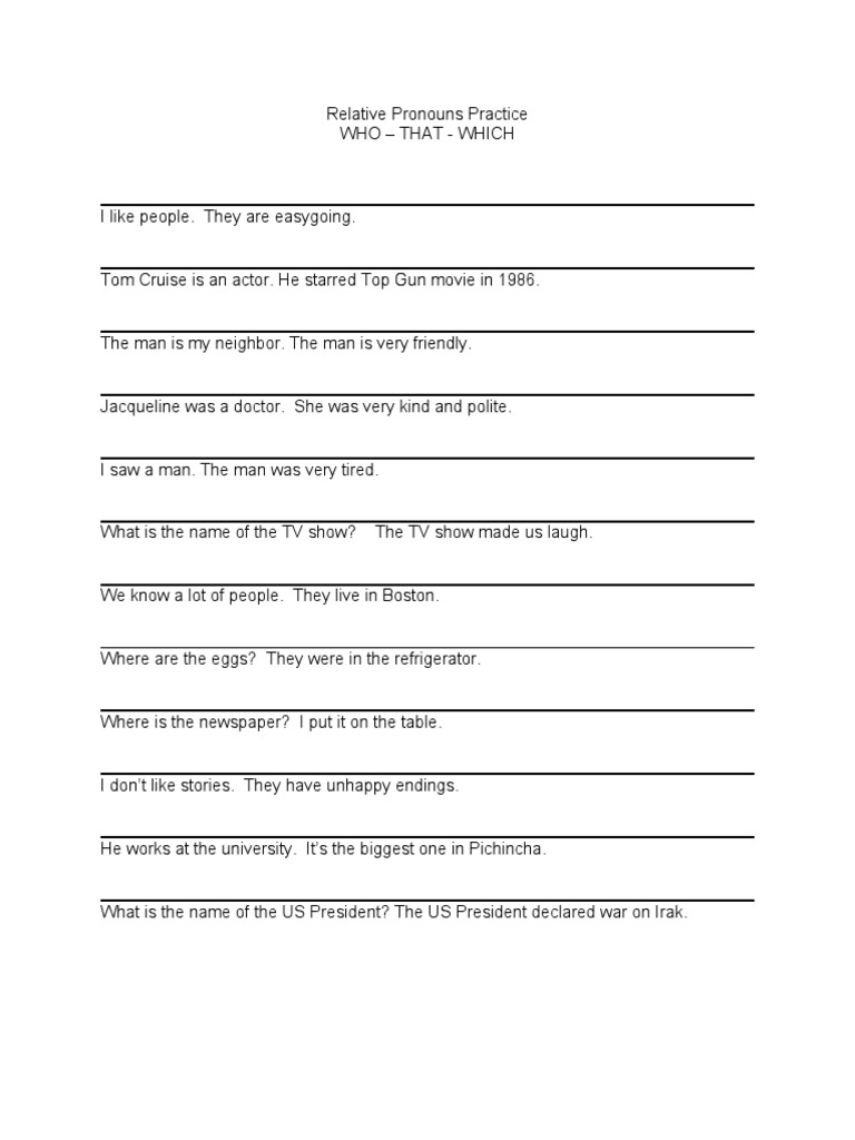 UNIT 13 Relative Pronouns Exercise 2 | PDF