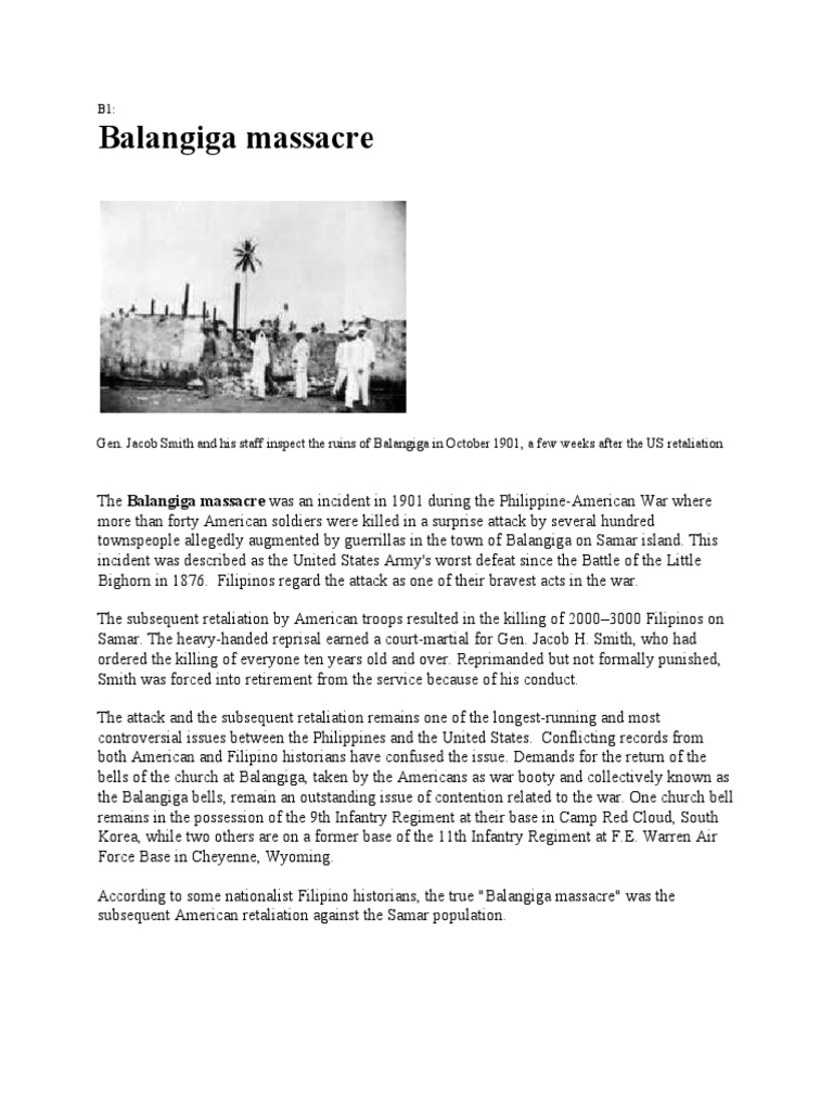 Balangiga - Massacre (Reading in The Philippine History | PDF | Military