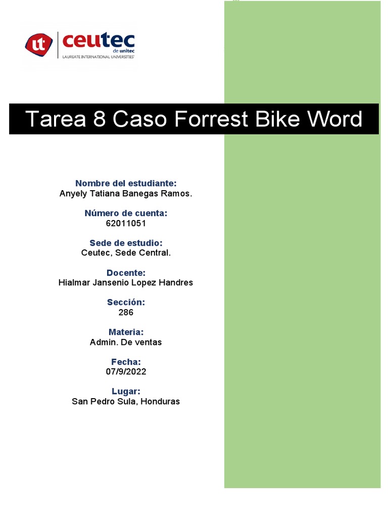 Tarea 8 Caso - Forrests Bike Word | PDF | Salario | Presupuesto