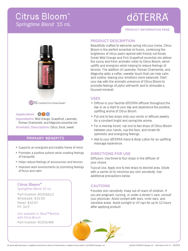 Doterra Citrus Bloom | PDF | Citrus | Essential Oil