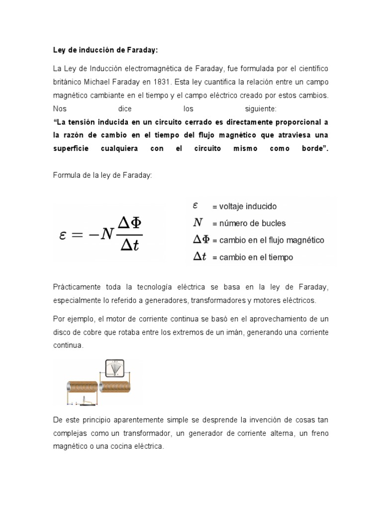 Ley de Inducción de Faraday | PDF | Inducción electromagnética | Corriente eléctrica