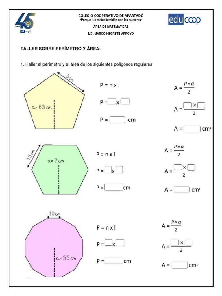 Áreas de Polígonos Regulares | PDF | Métodos y materiales de enseñanza