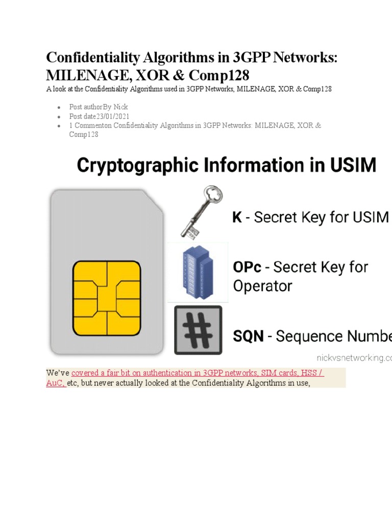 Confidentiality Algorithms in 3GPP Networks | Download Free PDF | Cyberspace | Service Industries