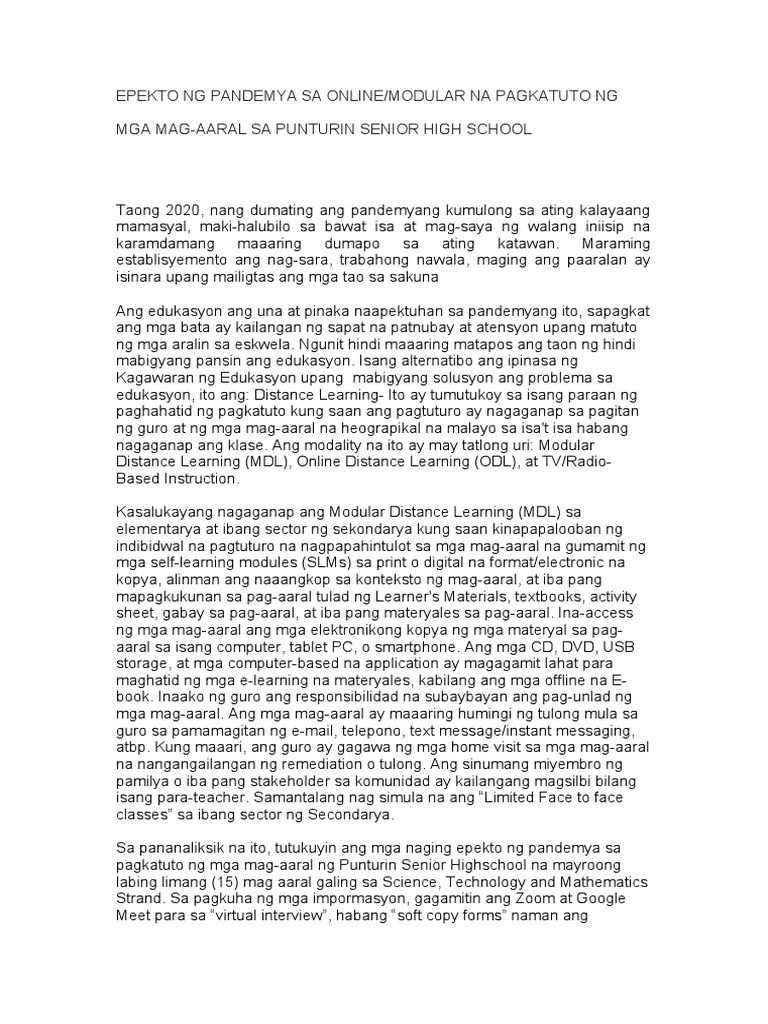 Epekto NG Pandemya Sa Online | PDF
