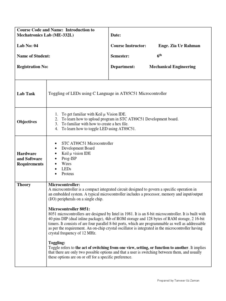 _.archLab Task 04 (Toggling of LEDs using C language) | PDF | Microcontroller | Computer Engineering