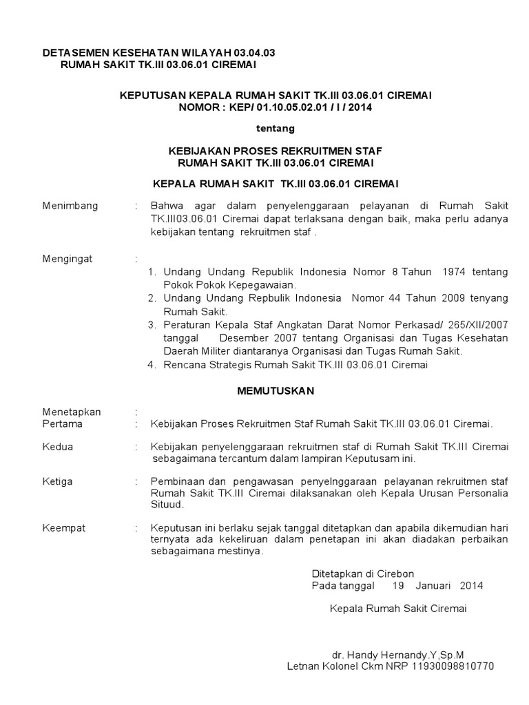 Kebijakan Proses Rekrutmen Staf | PDF