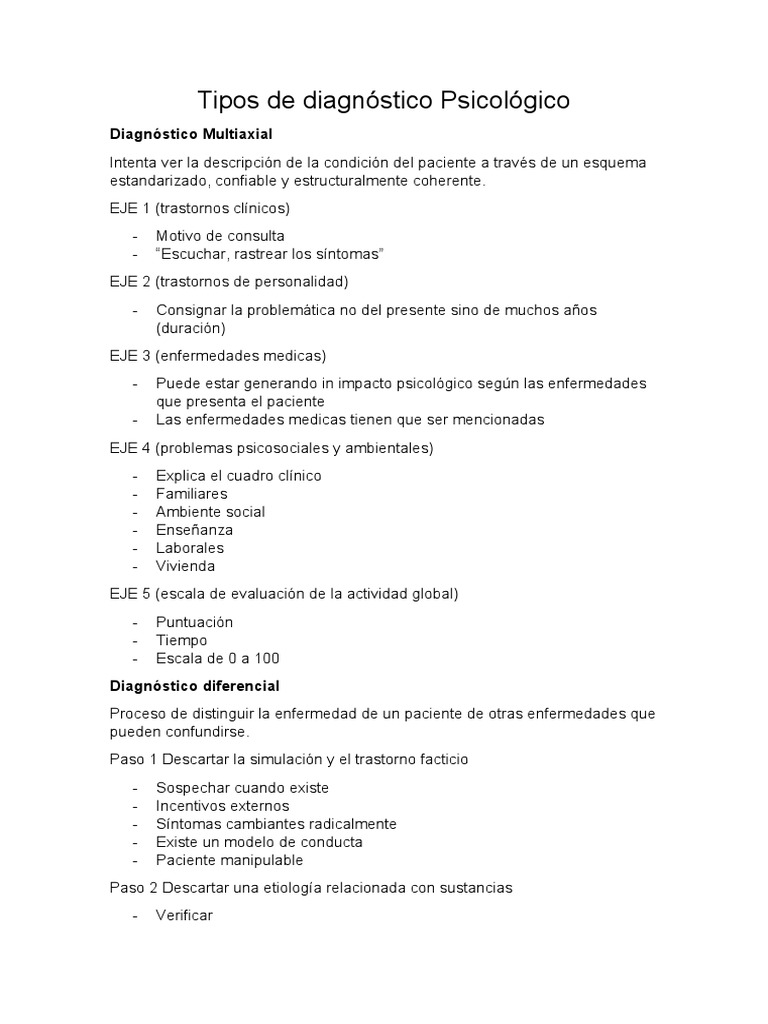 Tipos de Diagnóstico Psicológico | PDF