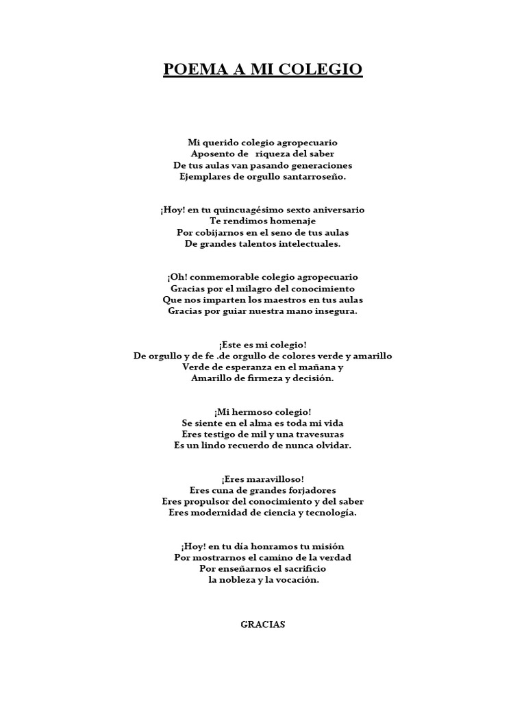 Poema A Mi Colegio | PDF
