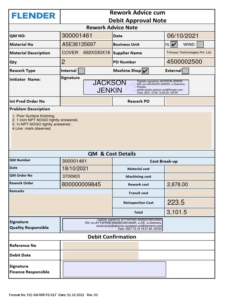 Q2 Rework Advice Note | PDF