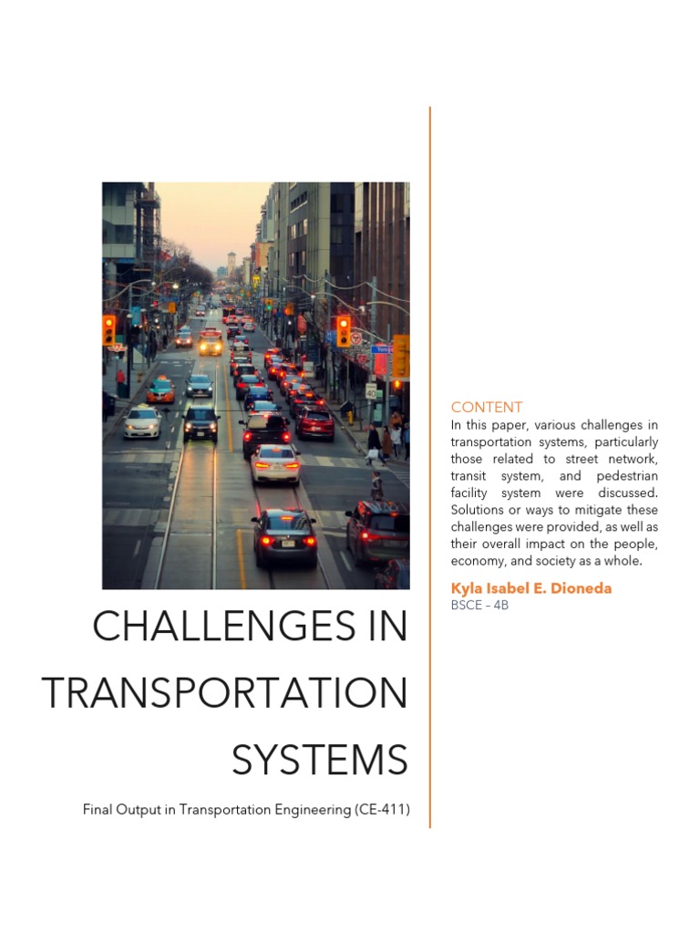 Transportation System Challenges & Solutions | PDF | Parking | Traffic