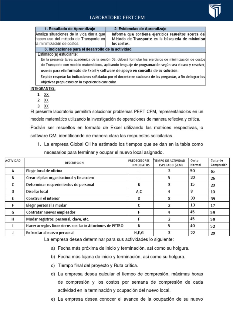 Laboratorio Pert CPM | PDF | Software | Laboratorios