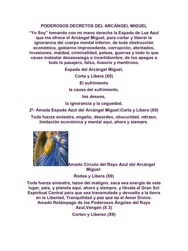 Poderosos Decretos-Arcangel San Miguel | PDF