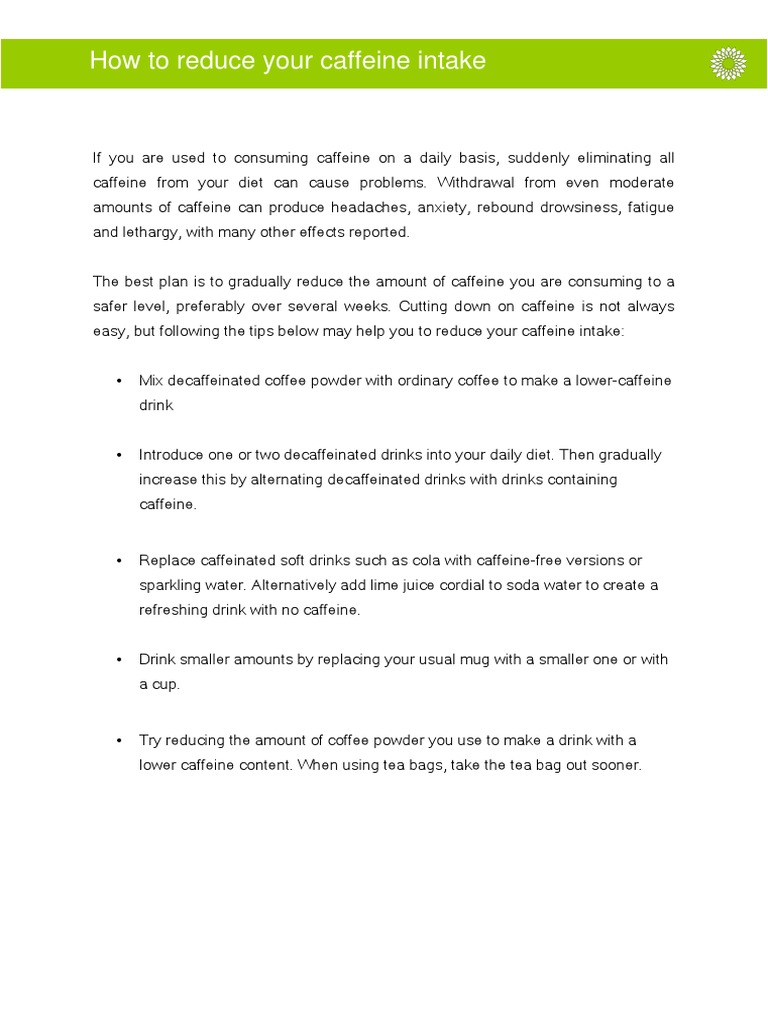 How To Reduce Your Caffeine Intake | PDF
