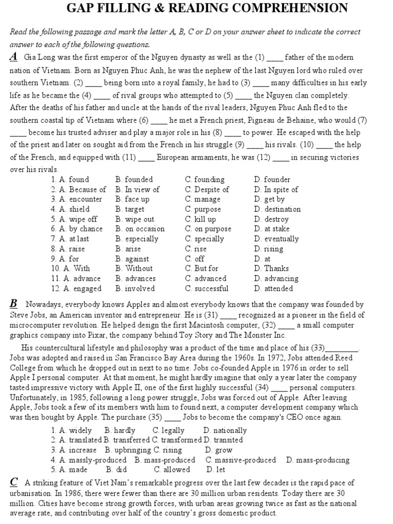 Gap Filling & Reading Comprehension | PDF | Encyclopedias | Wikipedia Gap Filling & Reading Comprehension | PDF | Encyclopedias | Wikipedia