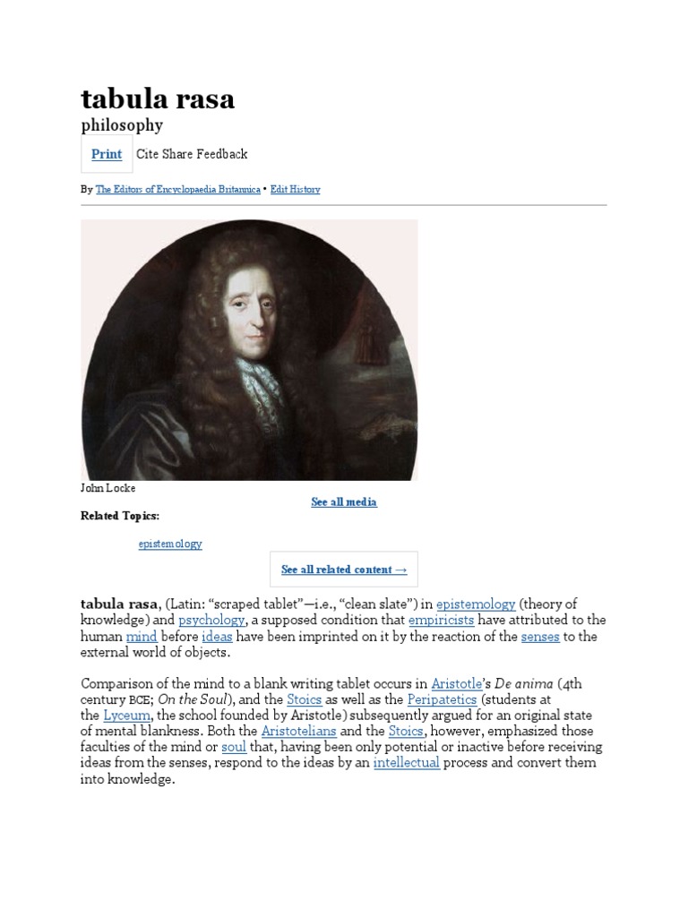 Tabula Rasa | PDF | Empiricism | Idea