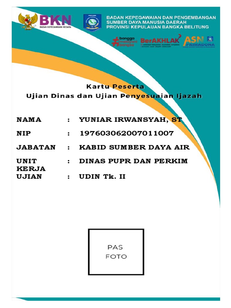 Kartu Peserta Udin TK - Ii | PDF