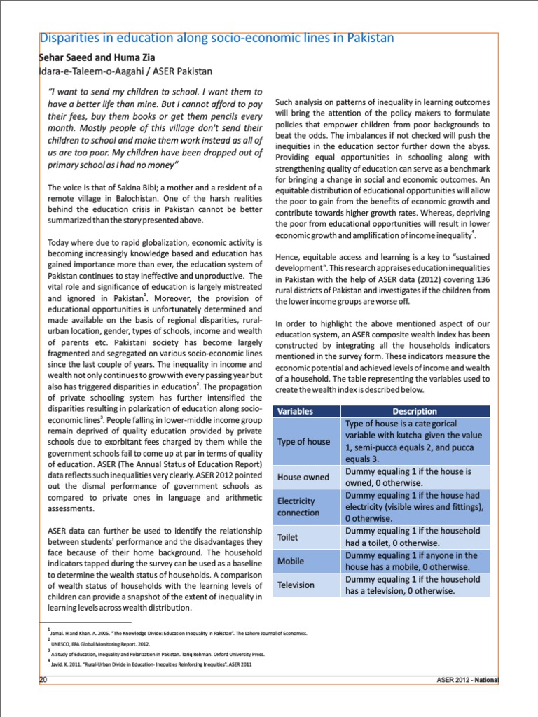 Education Disparities in Pakistan | PDF | Poverty | Poverty & Homelessness