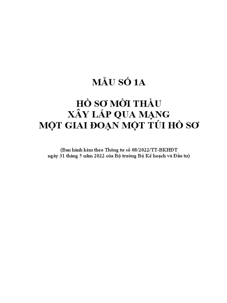 3. Mẫu số 1A_E-HSMT Xây lắp 1 túi | PDF