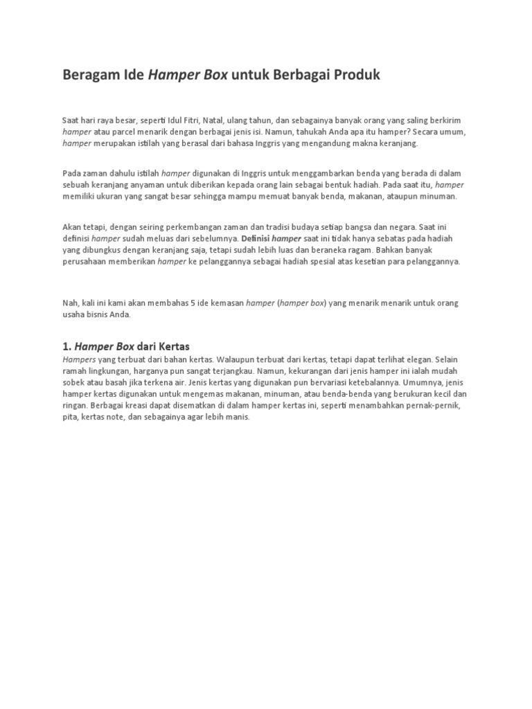 Beragam Ide Hamper Box Untuk Berbagai Produk | PDF