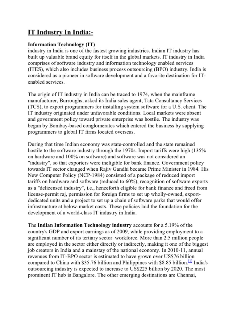 IT Industry in India | PDF | Economies | Business