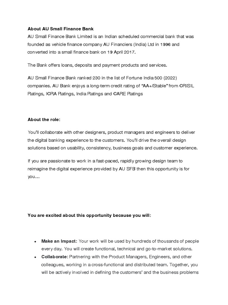 Product Designer JD-1 | Download Free PDF | Banks | Design