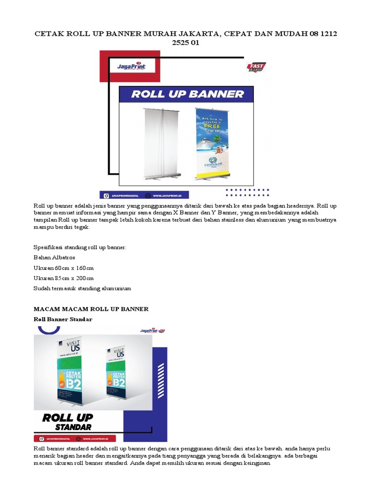 Panduan Ukuran dan Jenis Roll Up Banner | PDF | Bisnis