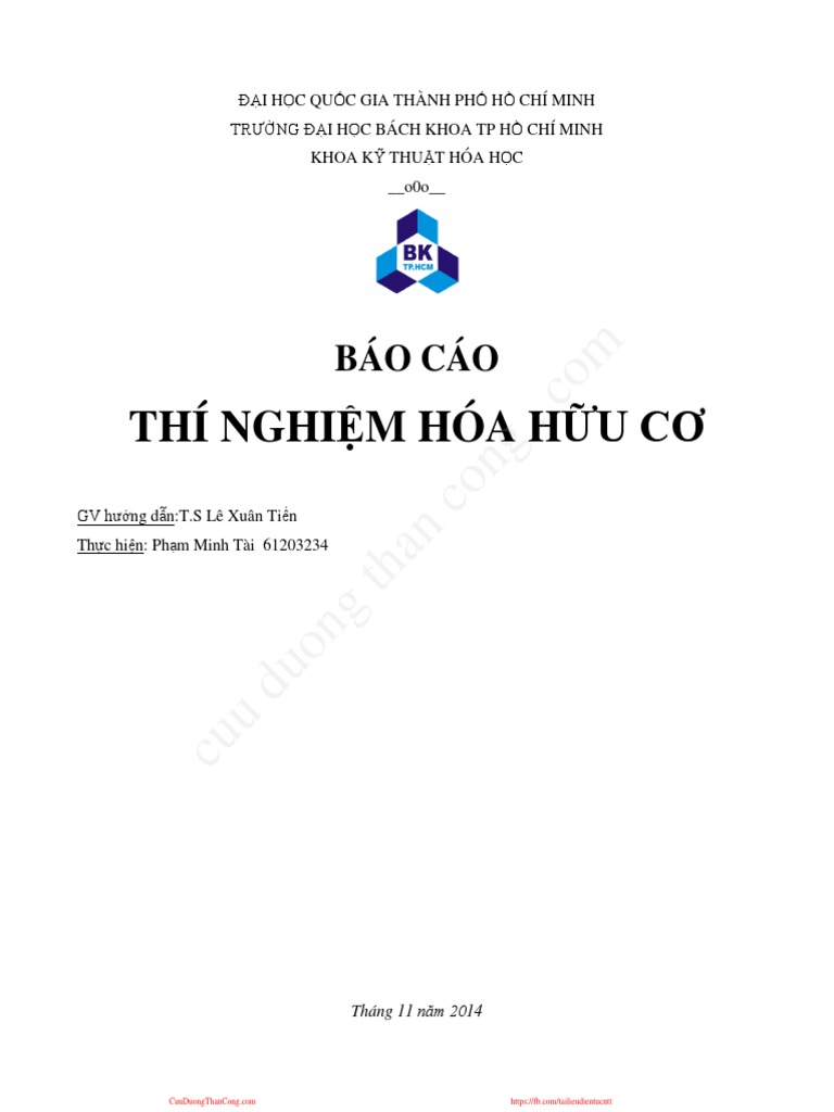 Thi Nghiem Hoa Huu Co Baocaotnhc (Cuuduongthancong - Com) | PDF