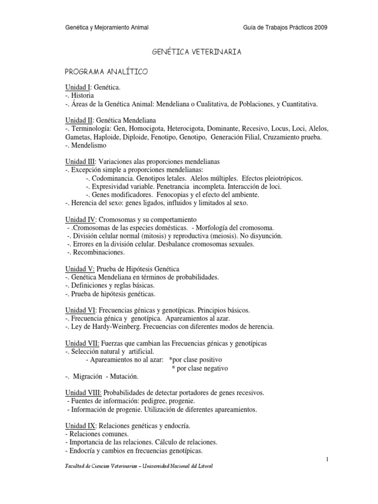 Guía Práctica de Genética Animal 2009 | PDF | Dominancia (Genética) | Alelo