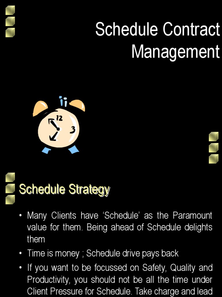 Construction Schedule Contracts Management | PDF | Infrastructure | Cost