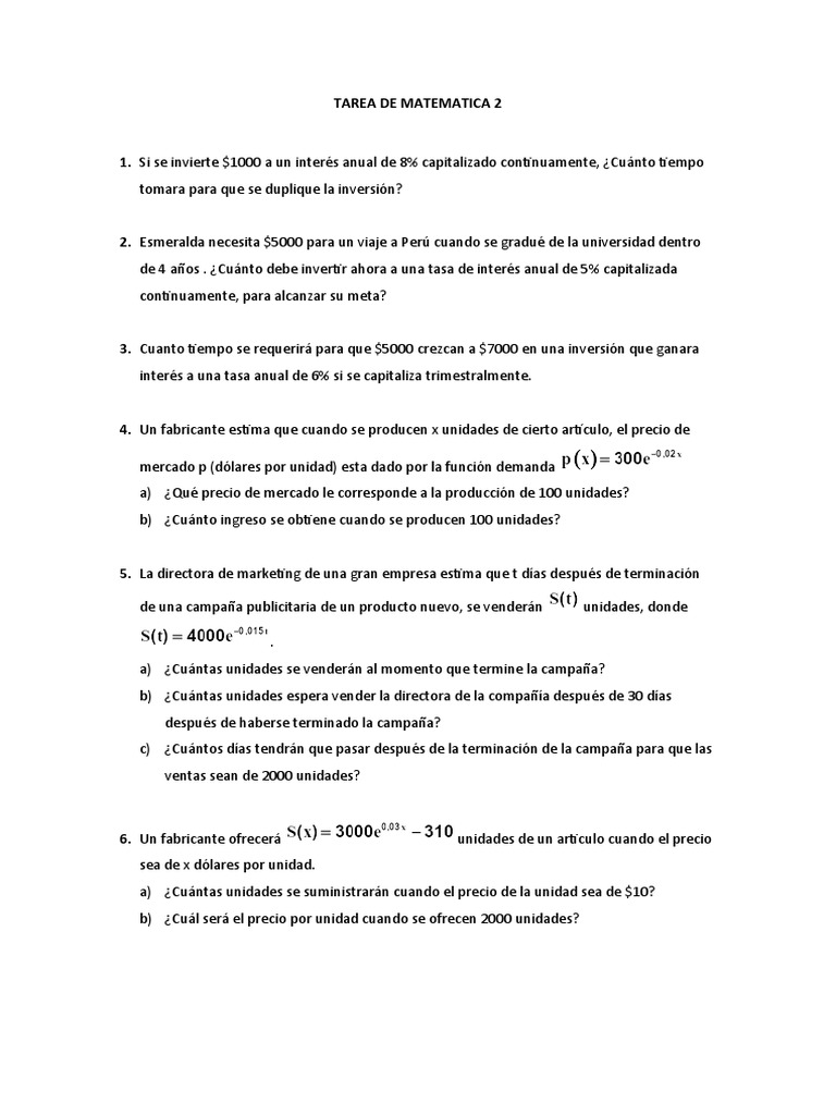 Tarea de Matematica 2 (P3) | PDF | Medicamentos con receta | Mercado (economía)