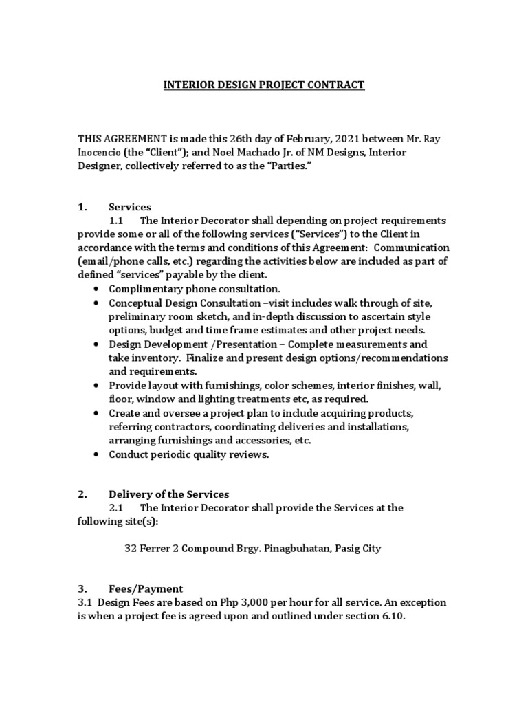 Project Contract | PDF | Fee | Invoice