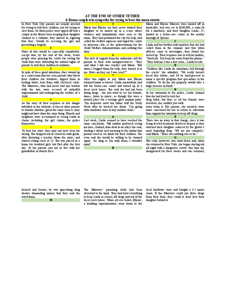 Bronx Parents Chain Daughter for Safety | PDF | Social Science