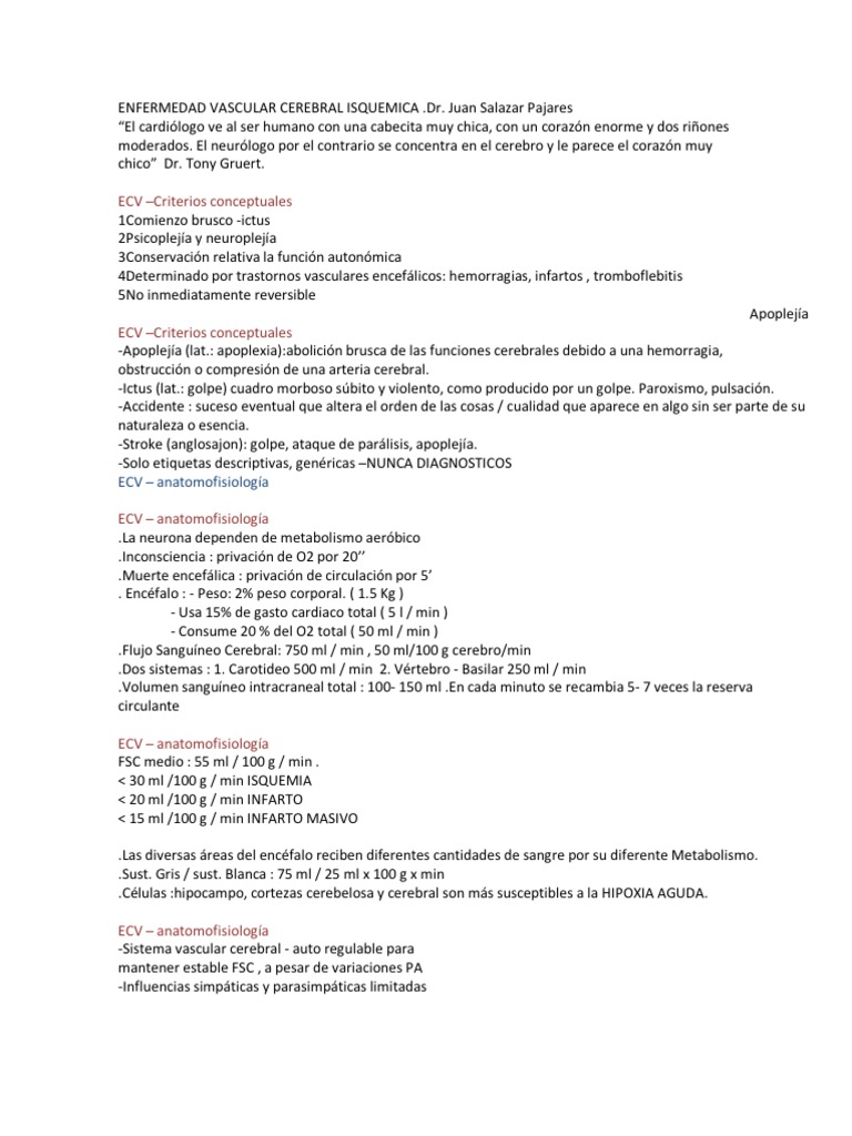 Enfermedad Vascular Cerebral Isquemica | PDF | Carrera | Isquemia