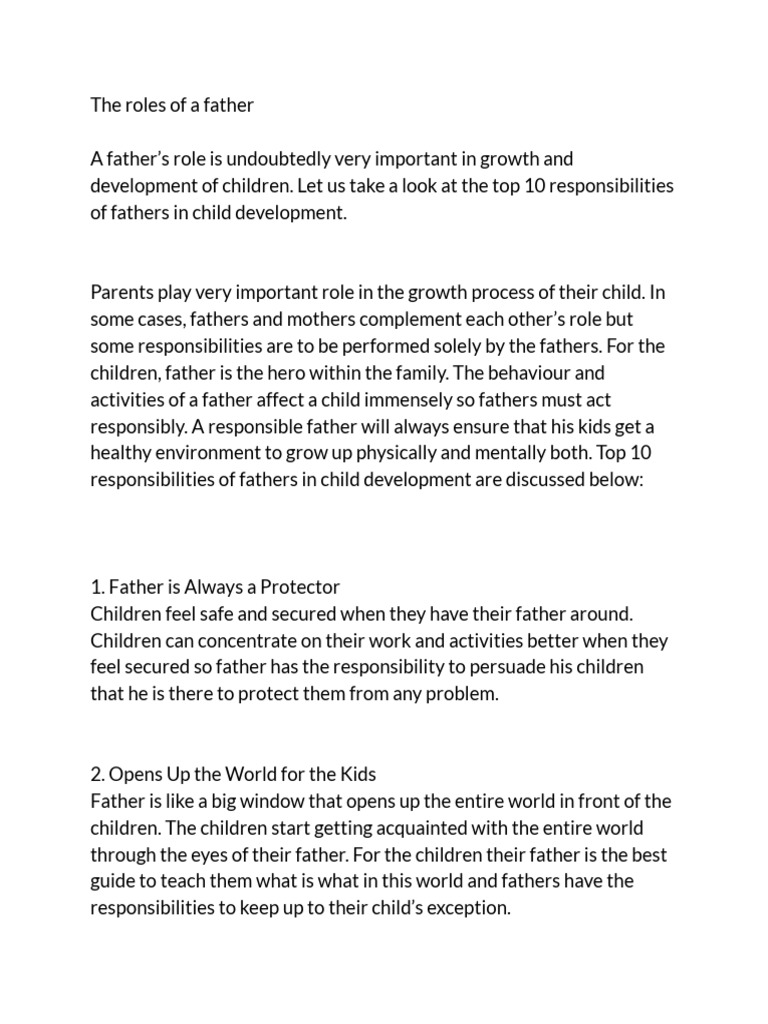 The Top 10 Responsibilities of Fathers in Child Development | PDF ...