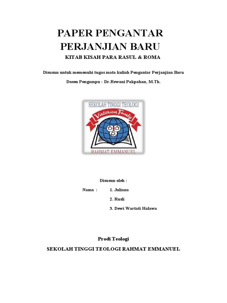 Paper Kitab Kisah para Rasul Dan Roma Kel 3 PB | PDF