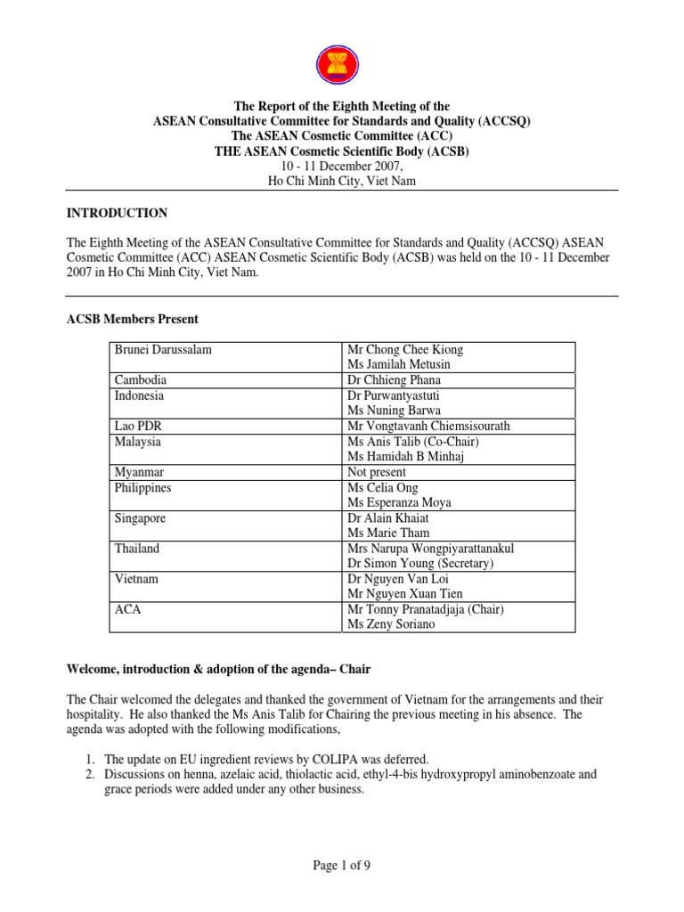 ACSB Meeting Report: Sunscreen Regulations | PDF | Cosmetics | Sunscreen