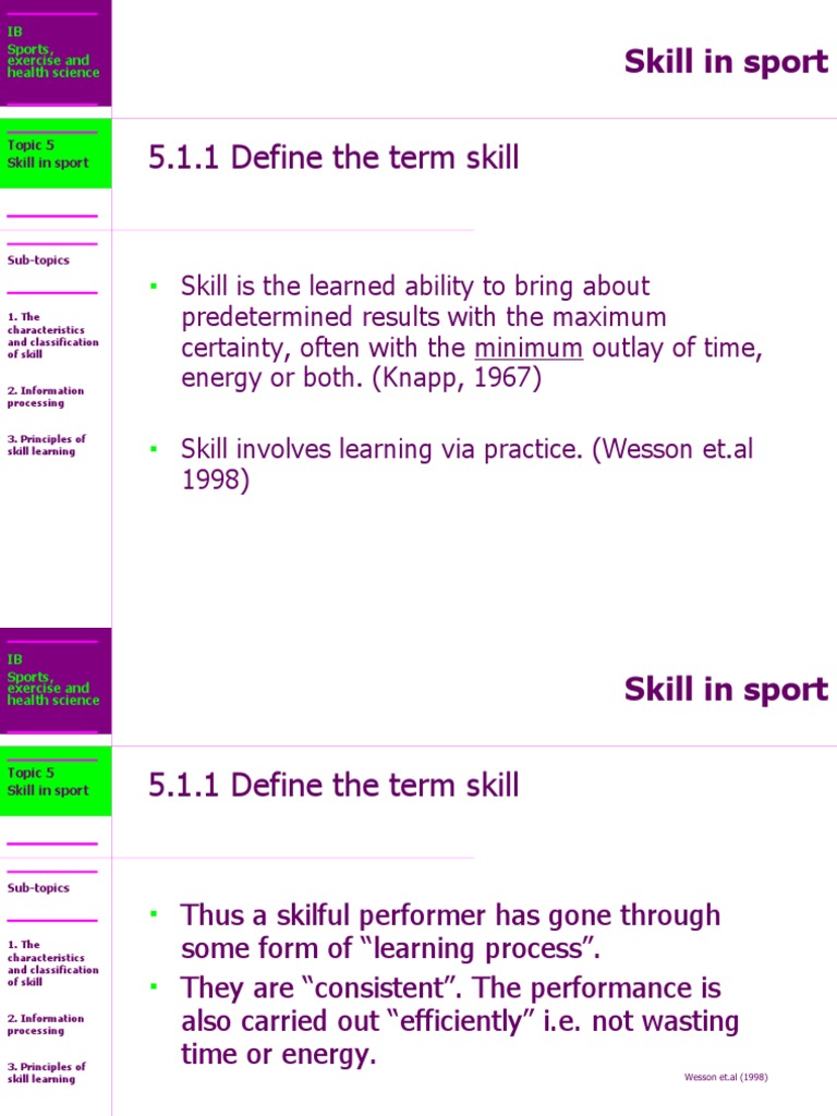 Skill in Sport 1 | PDF | Memory | Perception