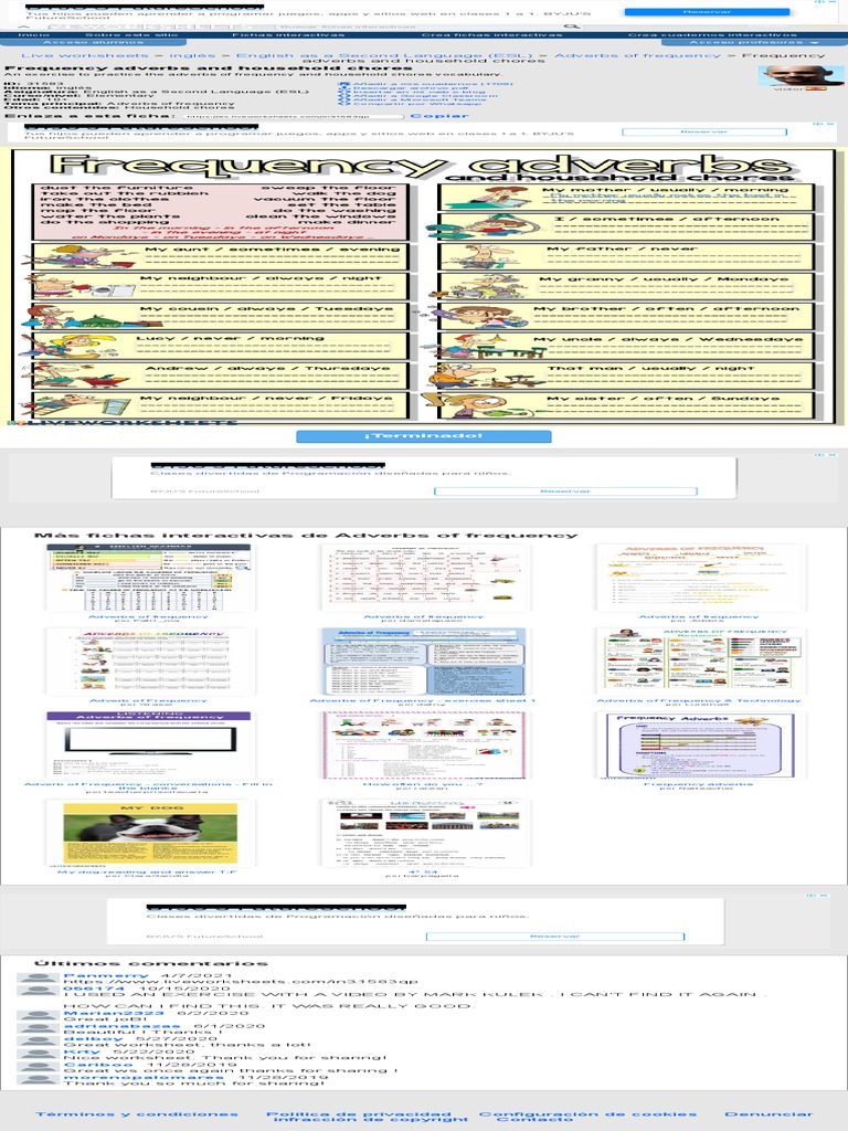 Ejercicio de Frequency Adverbs and Household Chores | PDF | Software